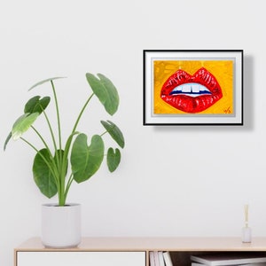 Red Lips Painting Pop Original Art Red Hot Lips Artwork Canvas Painting ...