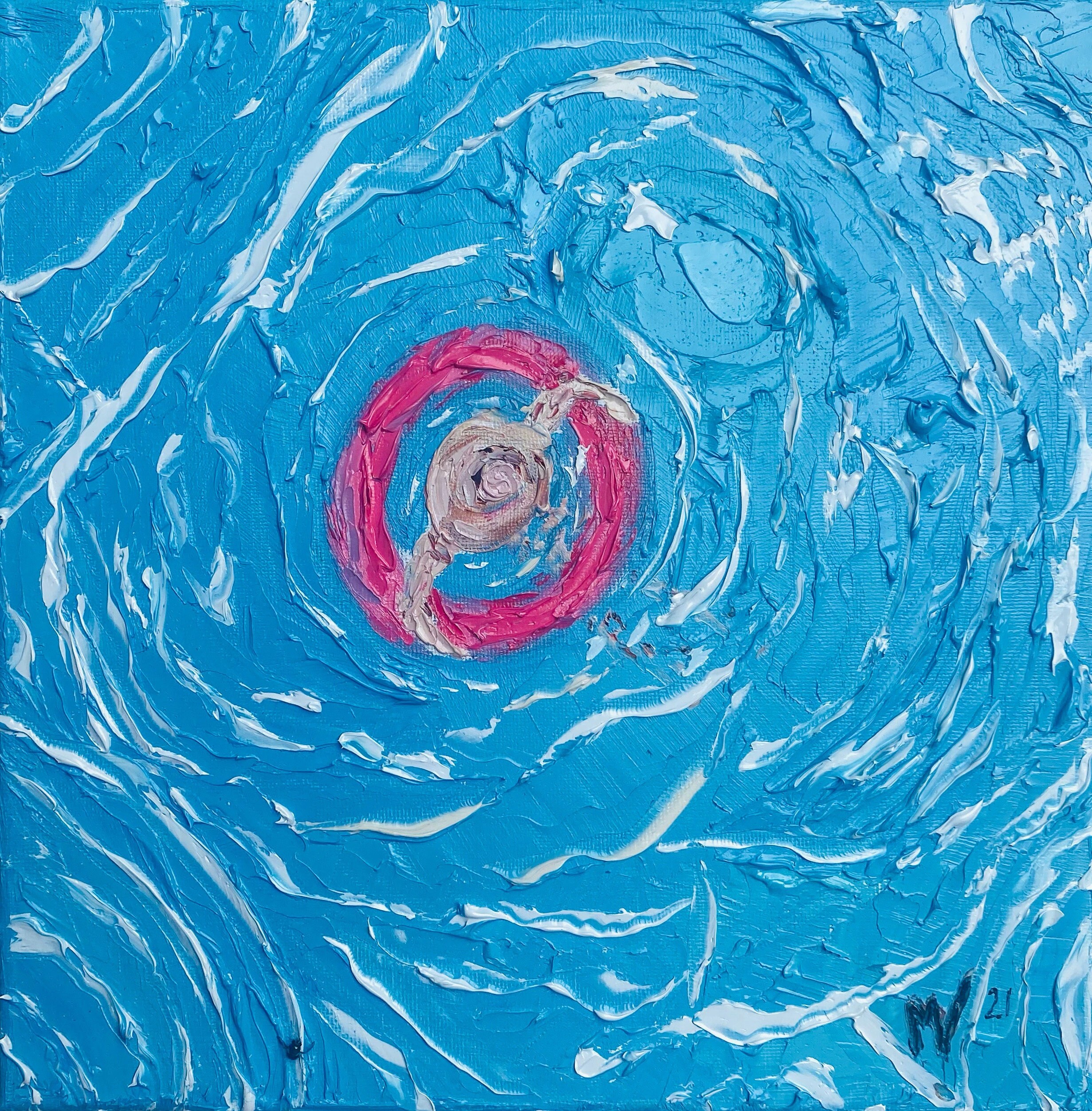 Pool Painting Circle Original Art Oil Canvas Art 10 - Etsy