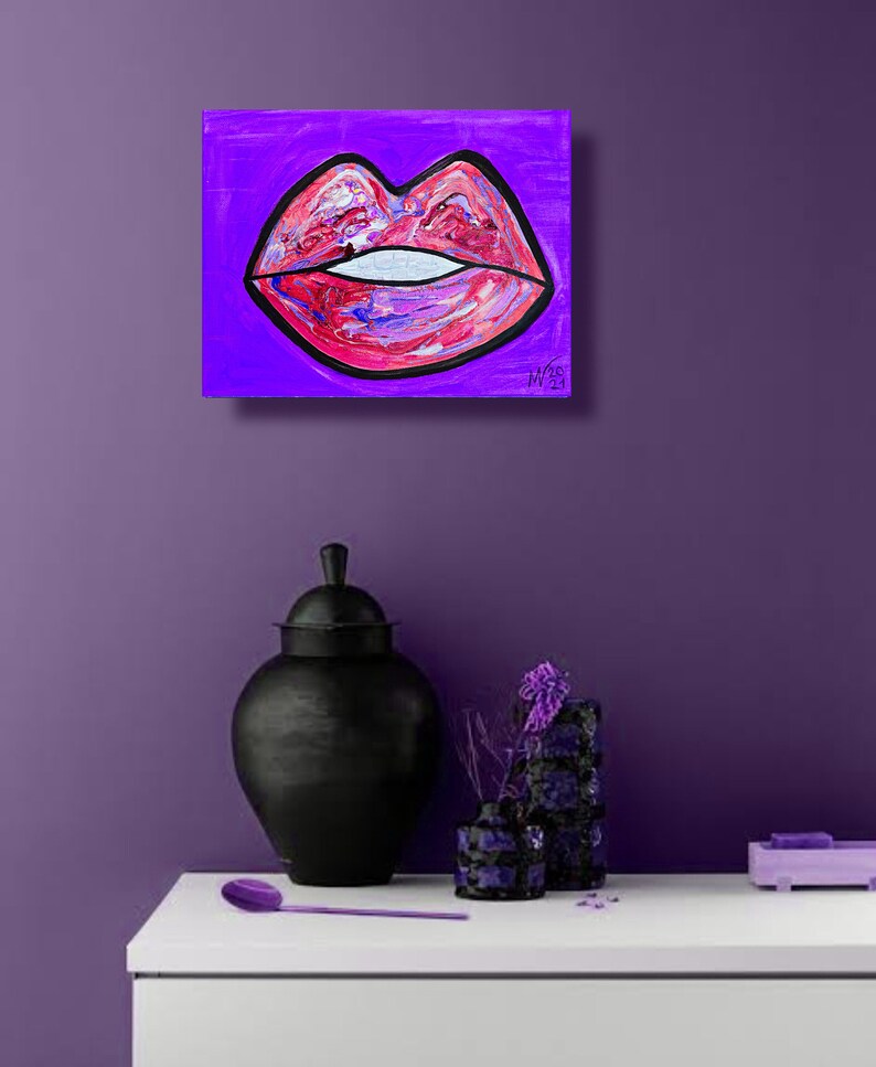 Lips Painting Pour Pop Original Art Fluid Art Hot Lips Artwork Canva ...