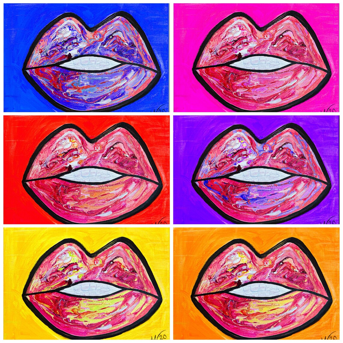 Lips Painting Pour Pop Original Art Fluid Art Hot Lips Artwork - Etsy