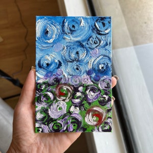 Kandinsky Flowers Style Painting Roses Original Art 4x6 in Small Floral ...