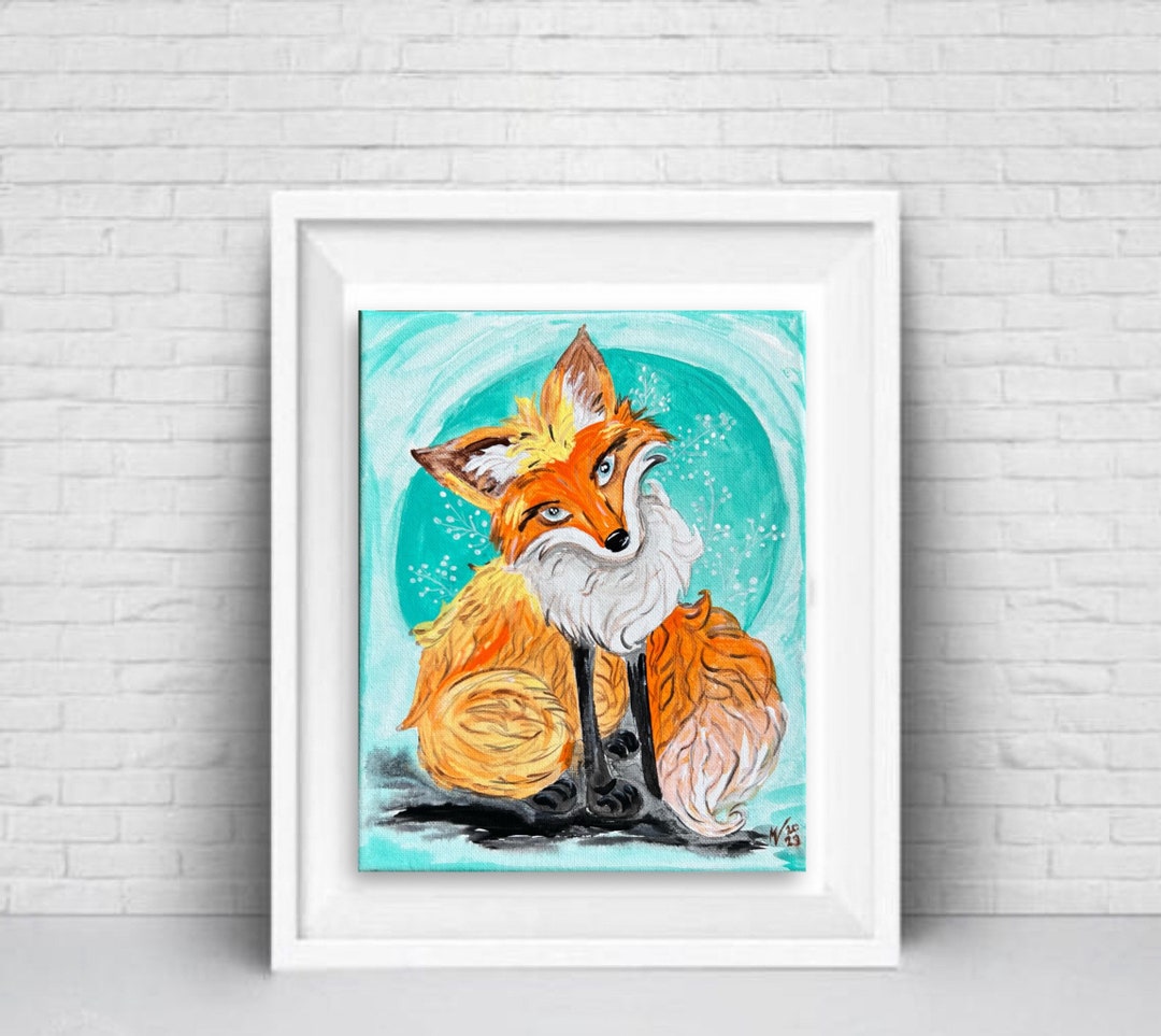 Fox Painting Original Art Fox Artwork Canvas Decor Animal Wall Art Fox ...