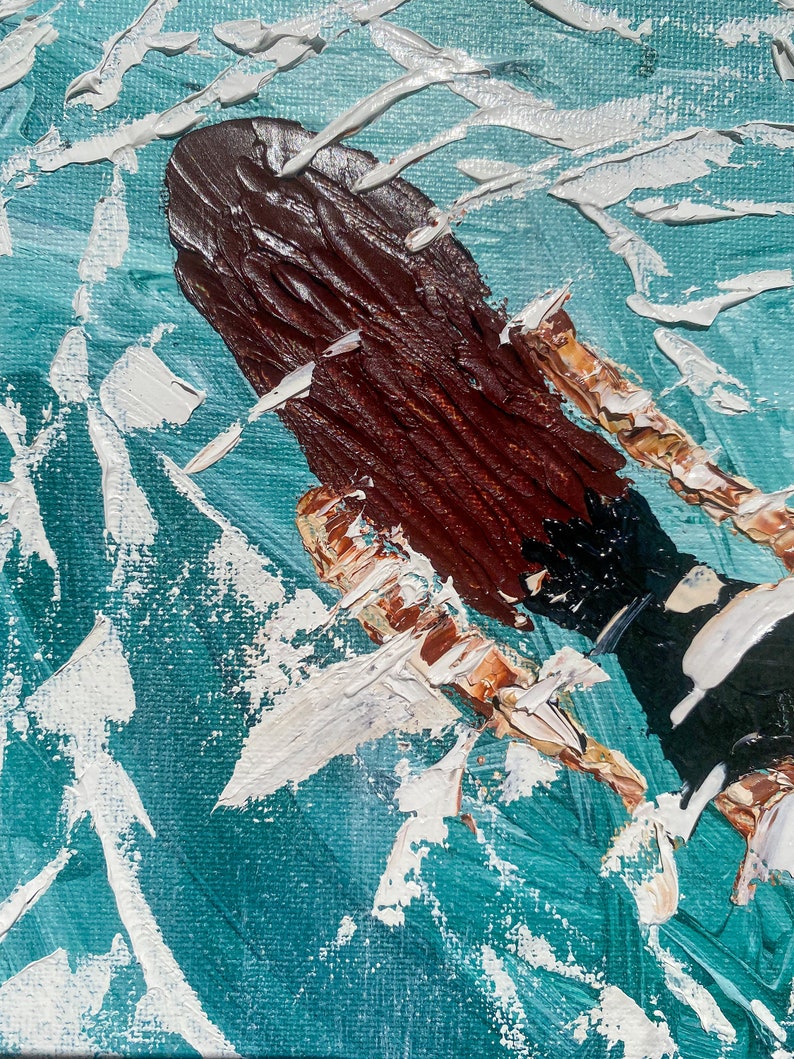 Underwater Swimmer Painting Pool Original Art Oil Canvas Artwork ...