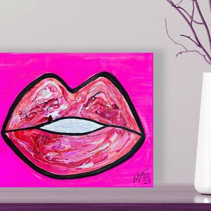 Lips Painting Pour Pop Original Art Fluid Art Hot Lips Artwork Canva ...