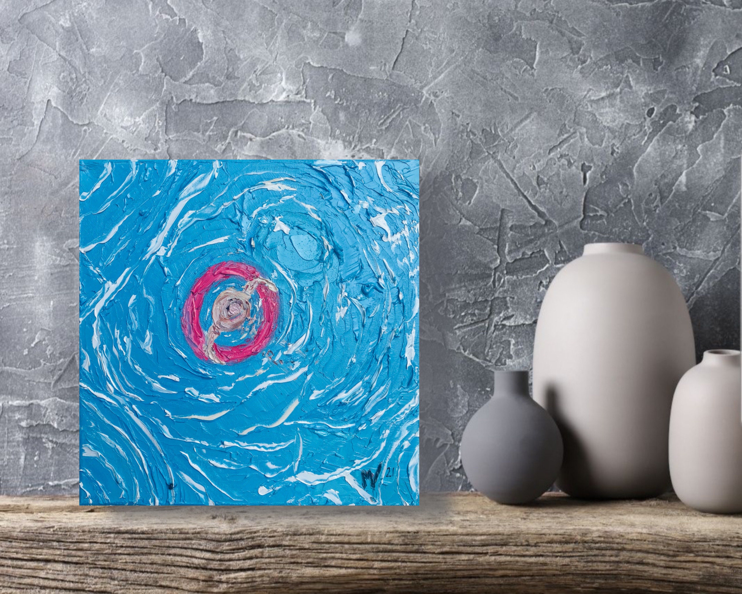 Pool Painting Circle Original Art Oil Canvas Art 10 - Etsy