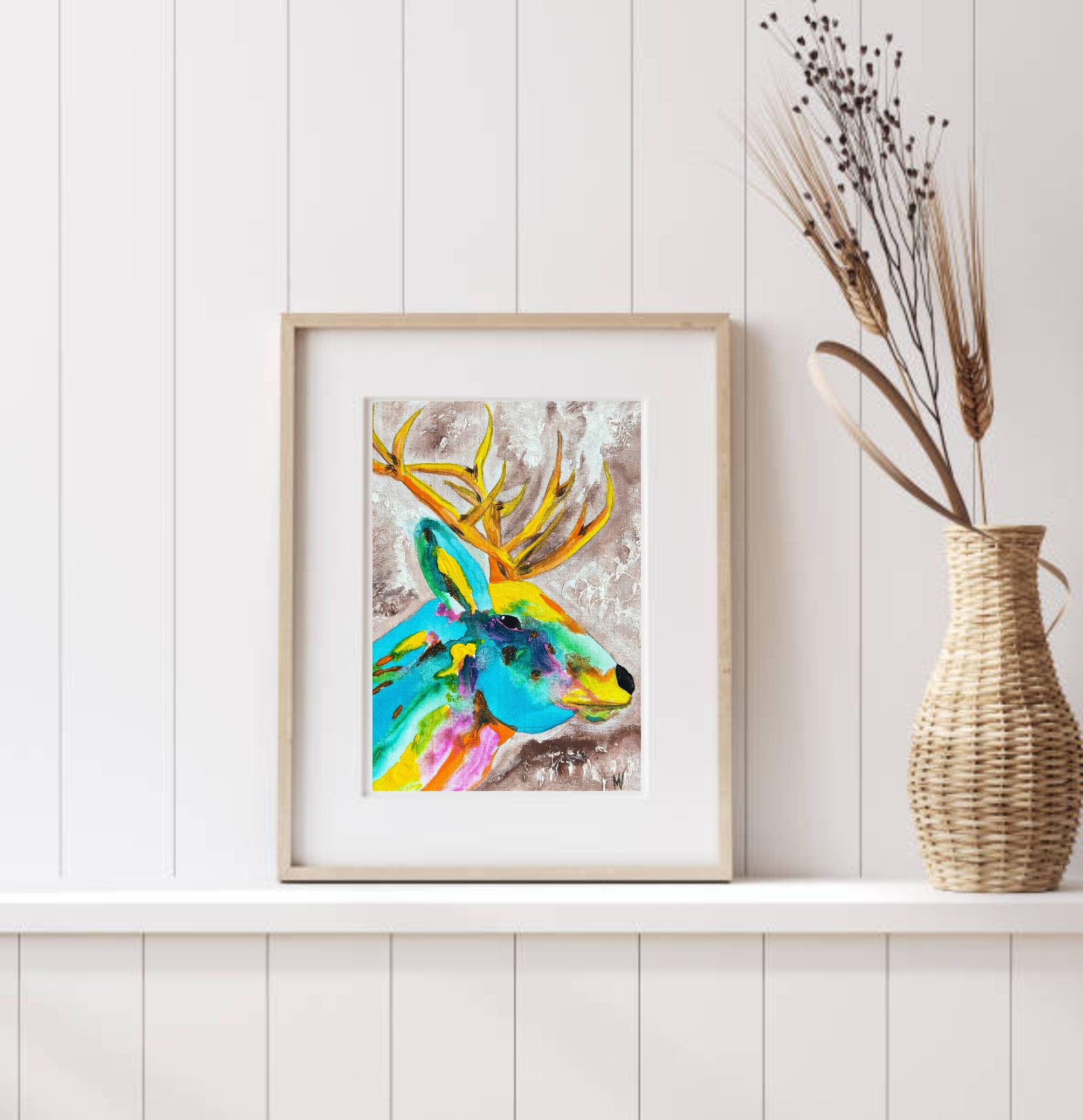 Gorgeous Deer Abstract Painting Original and Hand-painted Artwork ...
