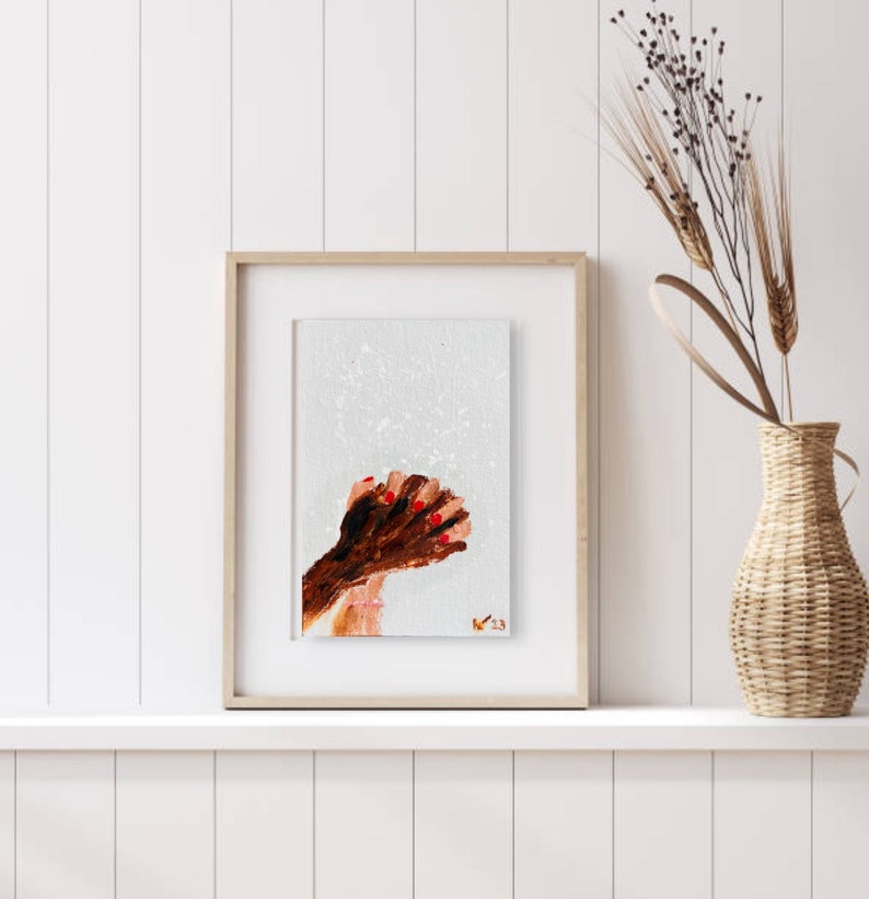 Family Hands Art Oil Painting Original Artwork Canvas Couple Love Decor ...