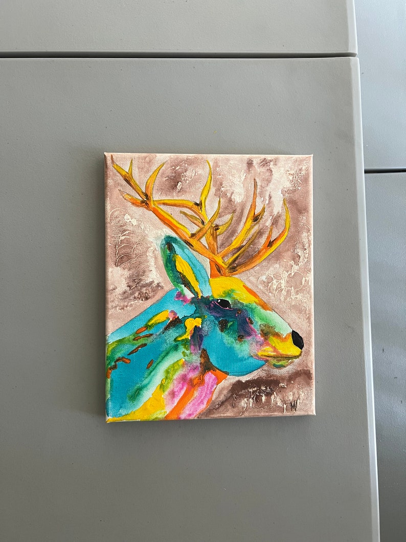 Gorgeous Deer Abstract Painting Original and Hand-painted Artwork ...