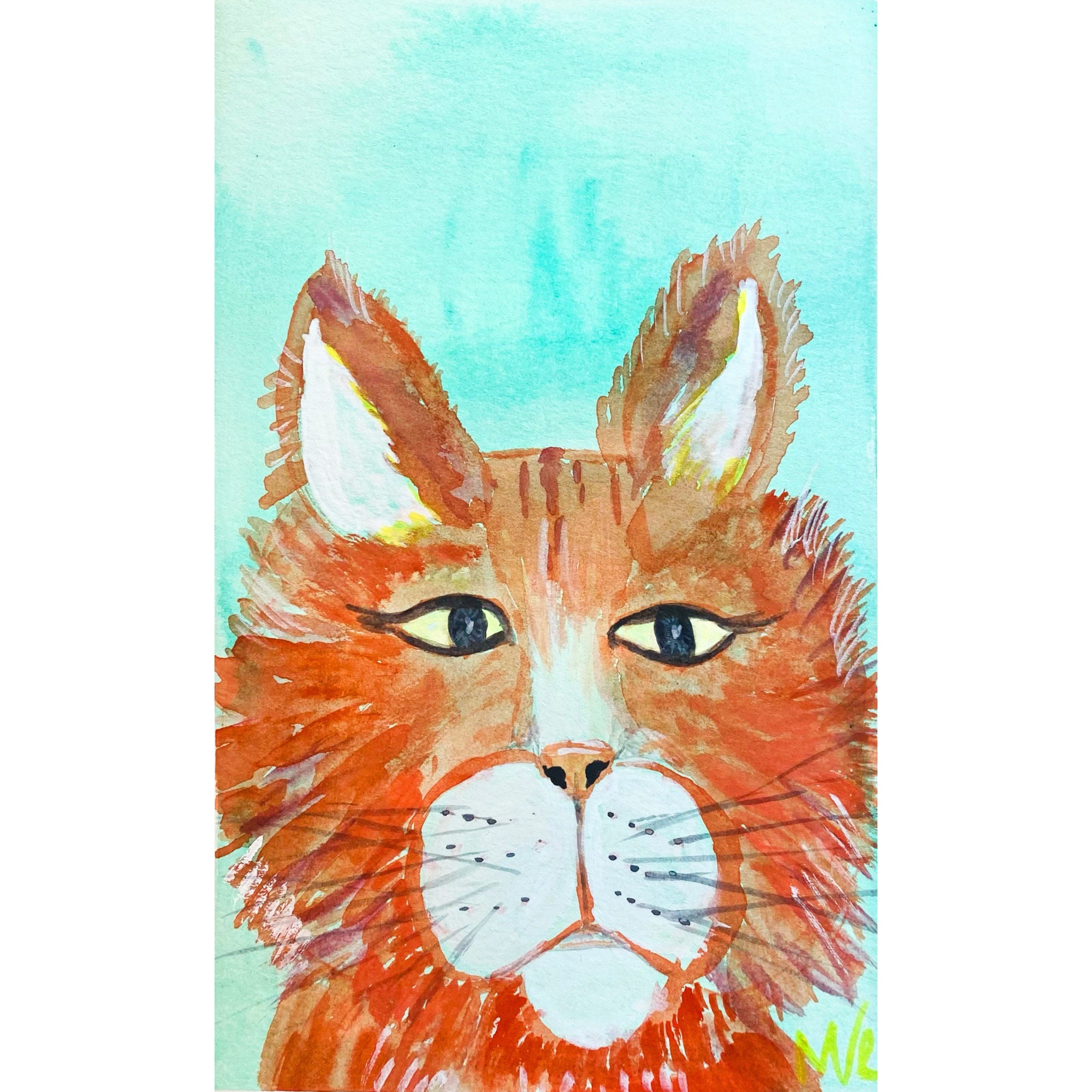 Cat Art Orange Portrait Painting Original Watercolor Painting Pet ...