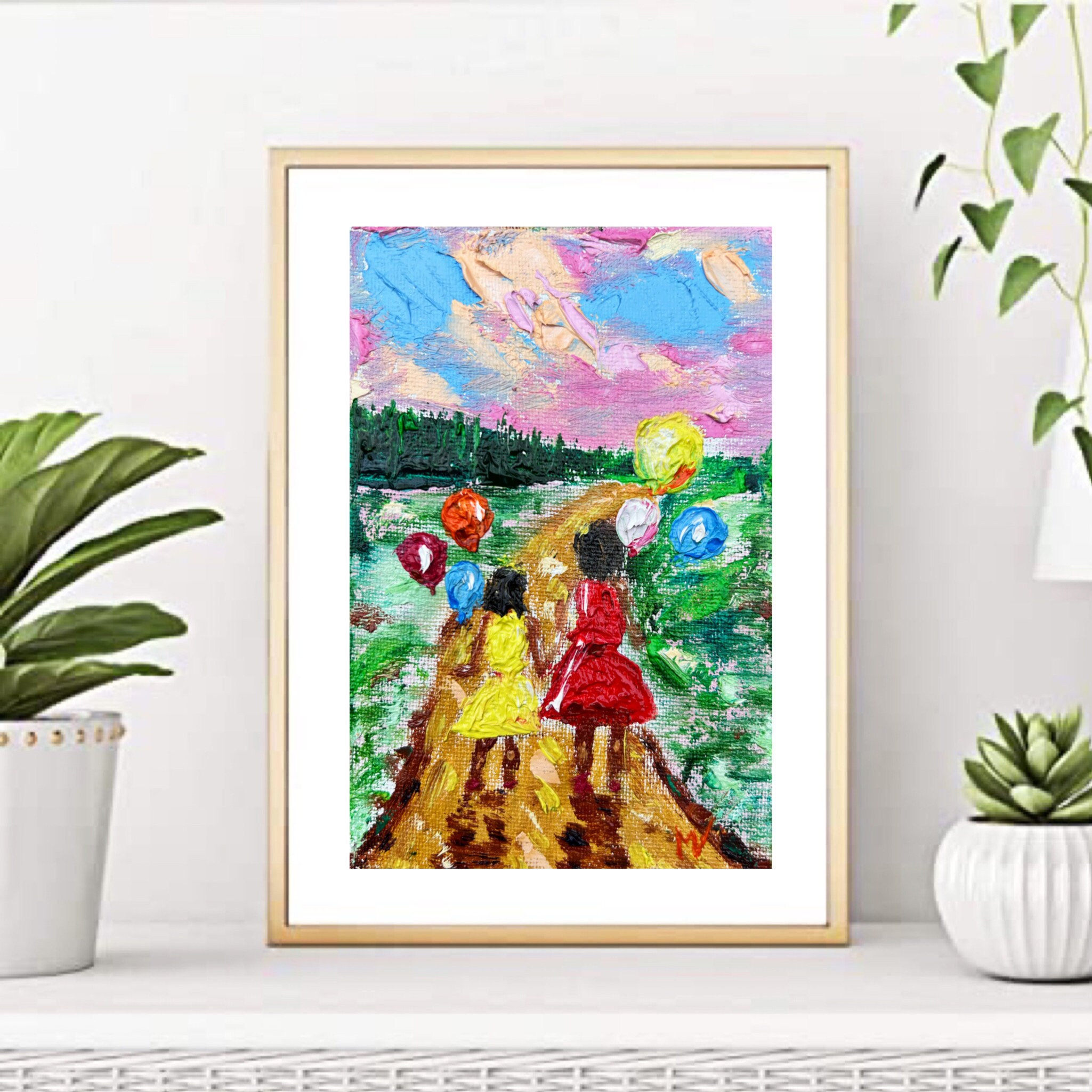 Of Two Sisters Painting Girls Original Artwork Oil Art Sisters Art Best ...
