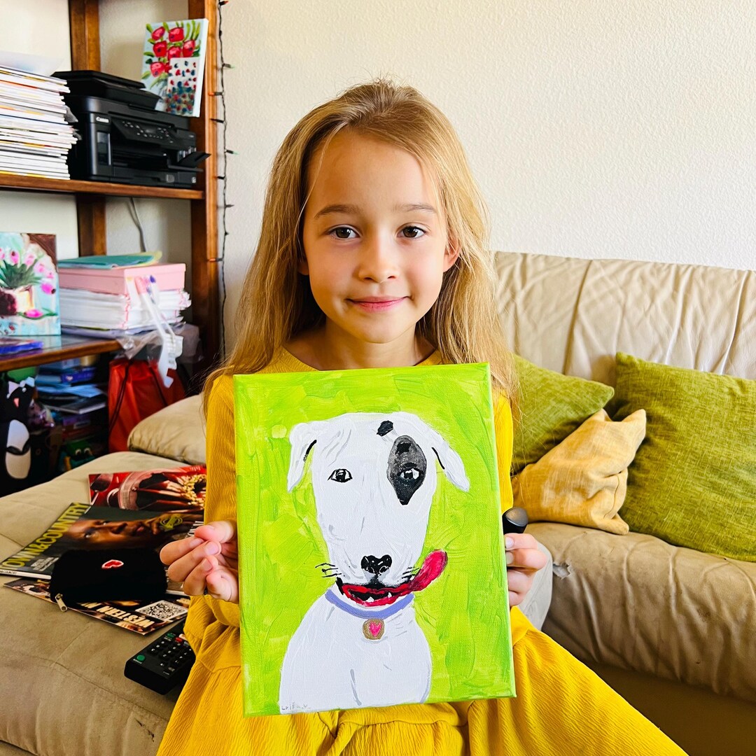 Boxer White Art Dog Portrait Painting Original Artwork Acrylic Canvas ...