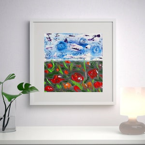 Kandinsky Flowers Style Painting Roses Original Art 8x8 in Small Floral ...