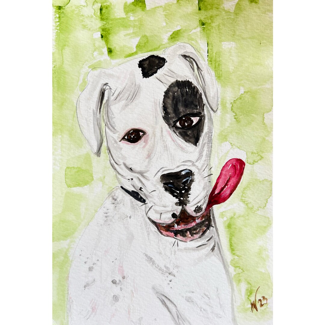 BOXER White Art Dog Portrait Painting Original Artwork Watercolor Deco ...