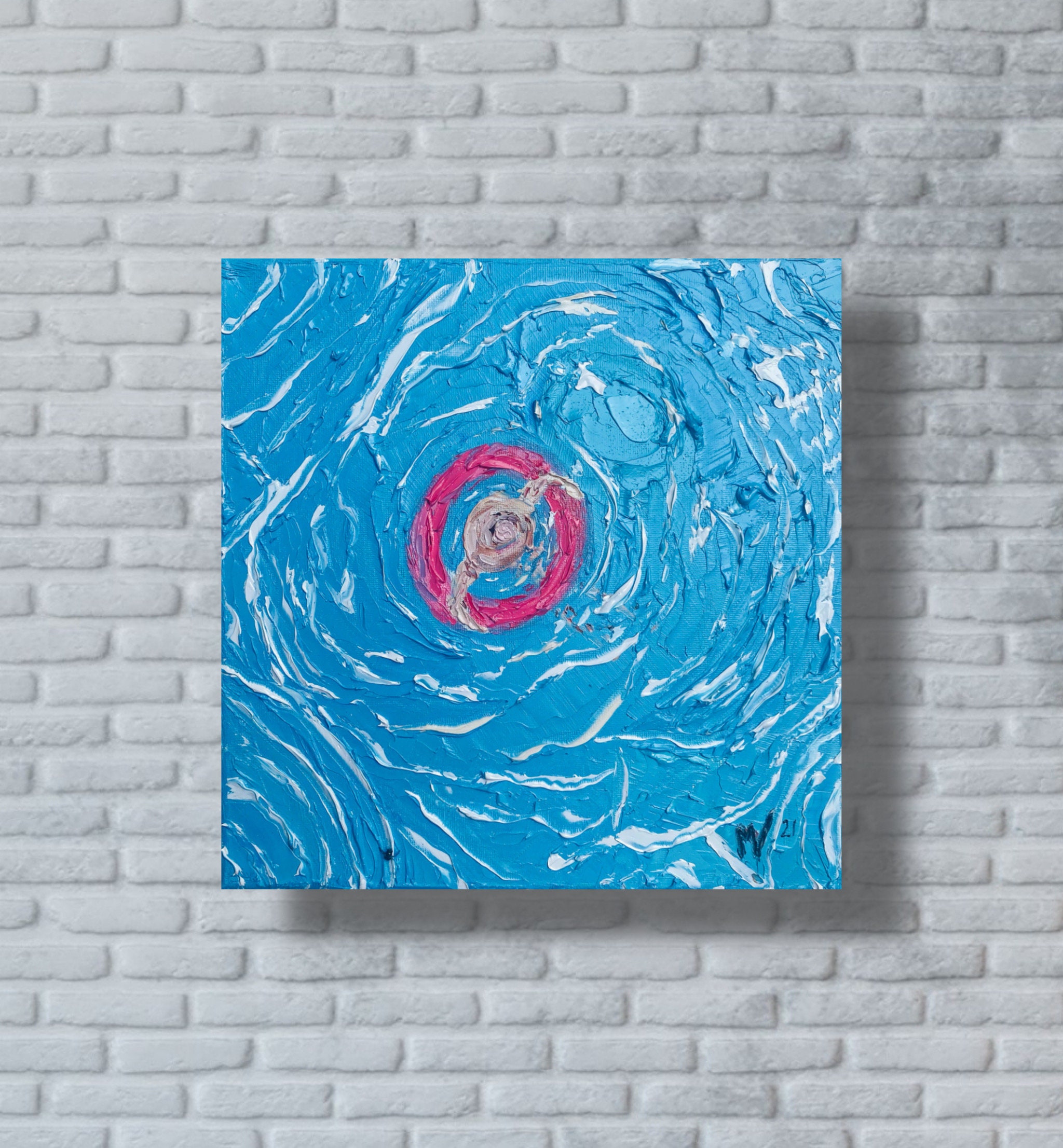 Pool Painting Circle Original Art Oil Canvas Art 10 - Etsy