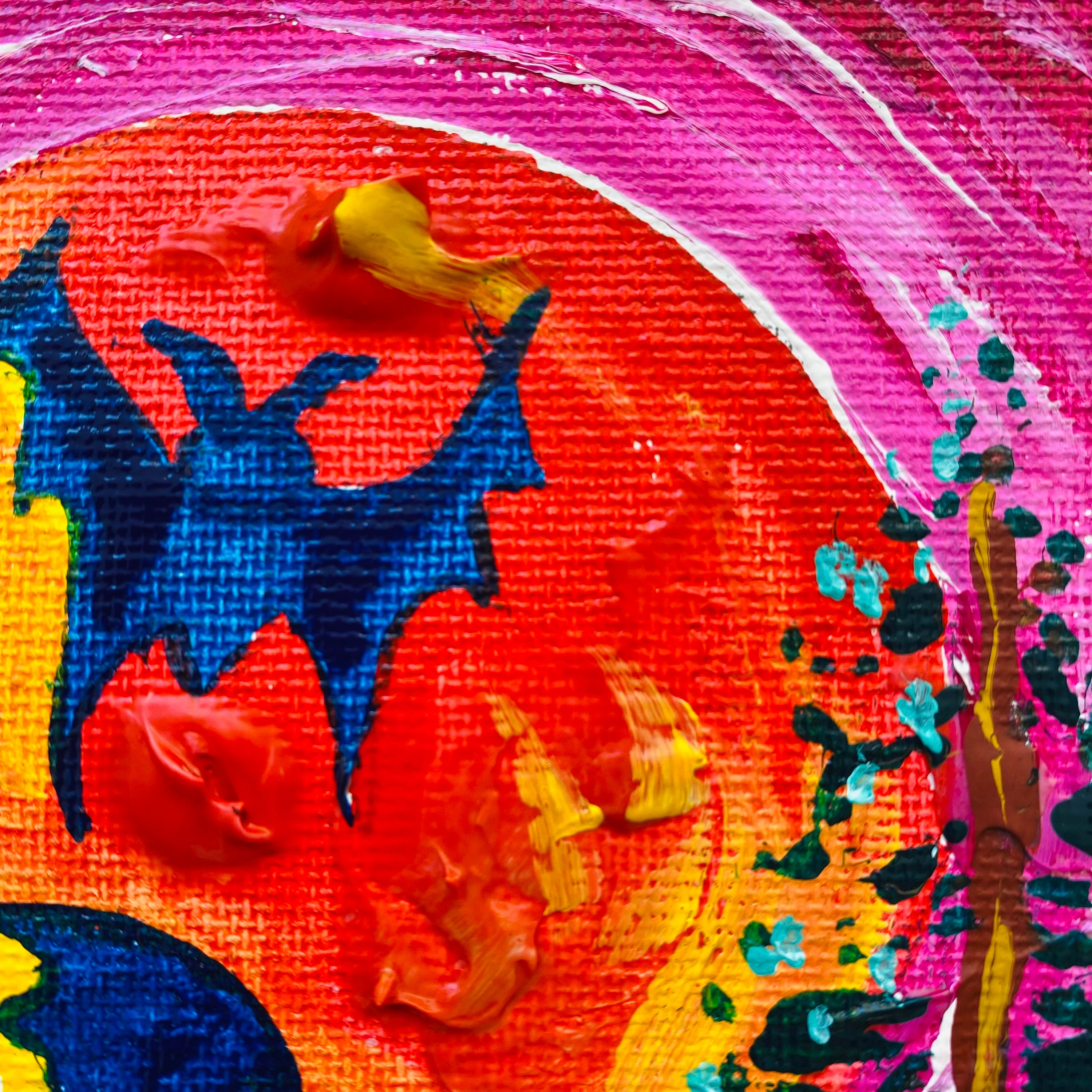 Bats Painting Flying Original Art Impasto Canvas Painting Moon Light ...