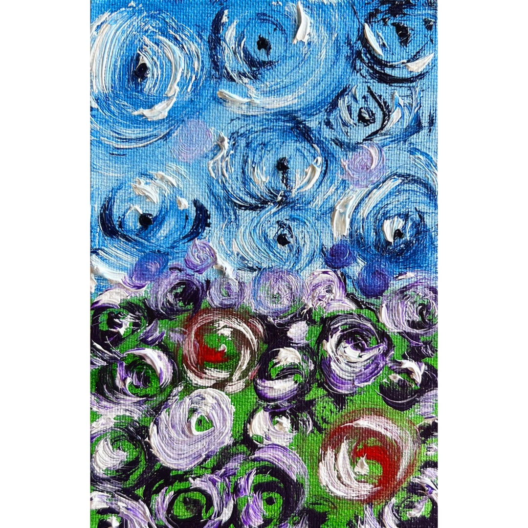Kandinsky Flowers Style Painting Roses Original Art 4x6 in Small Floral ...