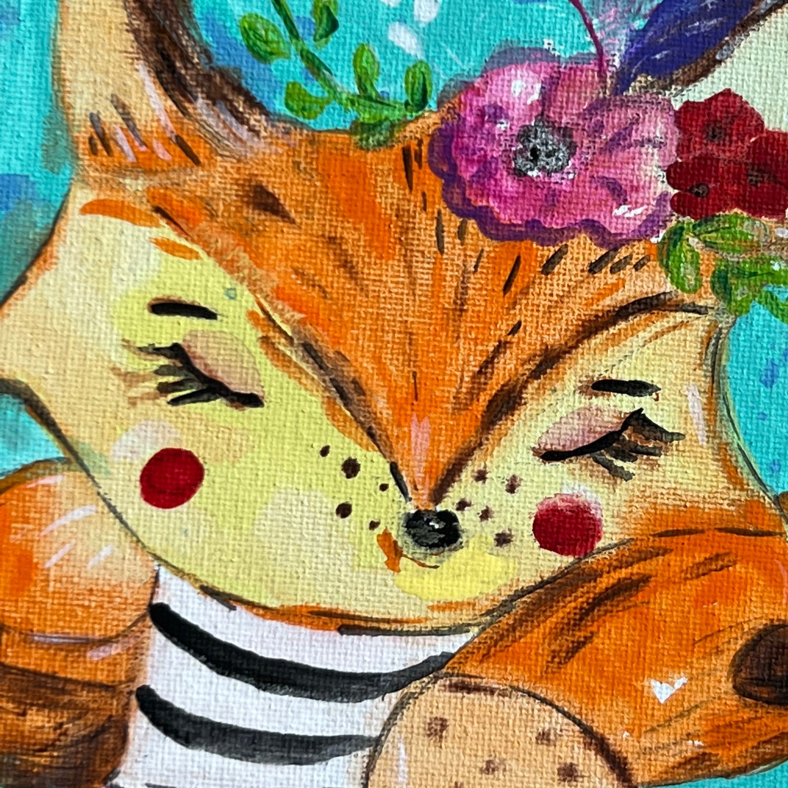 Fox Painting Original Art Fox Artwork Canvas Decor Animal Wall Art Fox ...