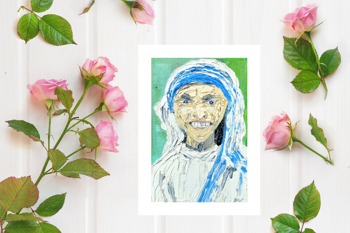 Mother Teresa Icon Painting Original Mother Teresa Portrait Canvas Art ...