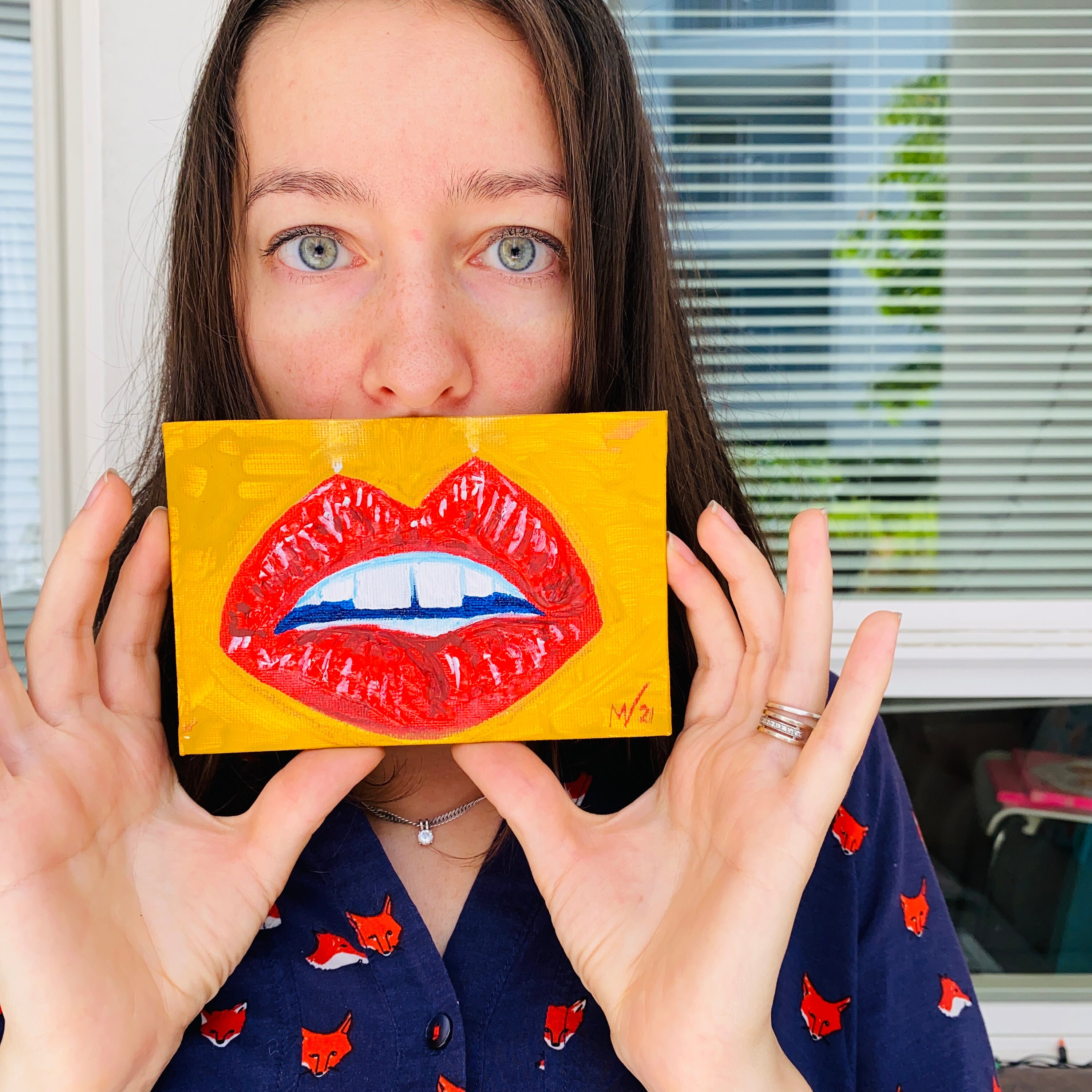 Red Lips Painting Pop Original Art Red Hot Lips Artwork Canvas - Etsy