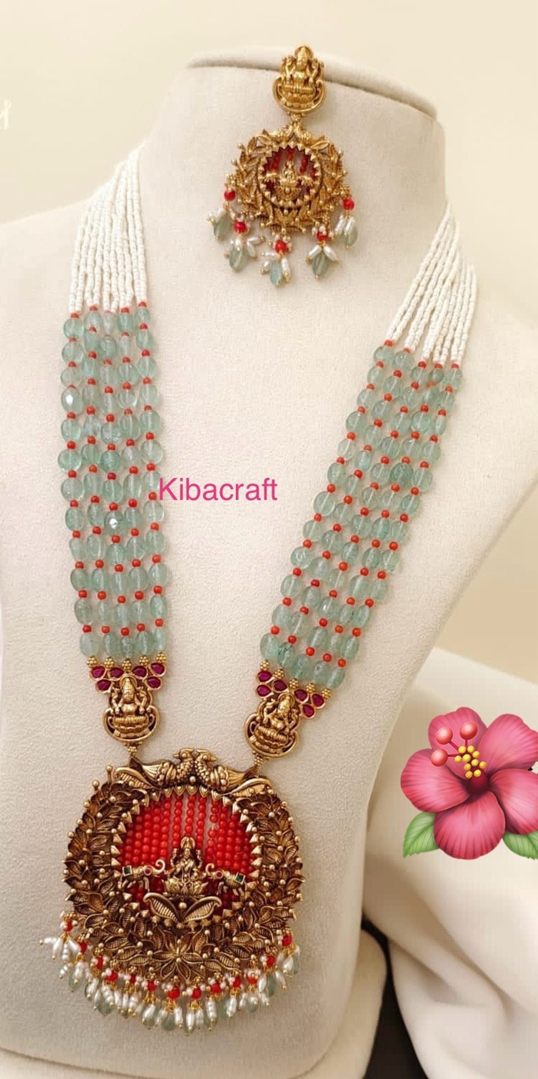 Temple Motif Ganesha Lakshmi Tumble Bead Multilayer String - Etsy