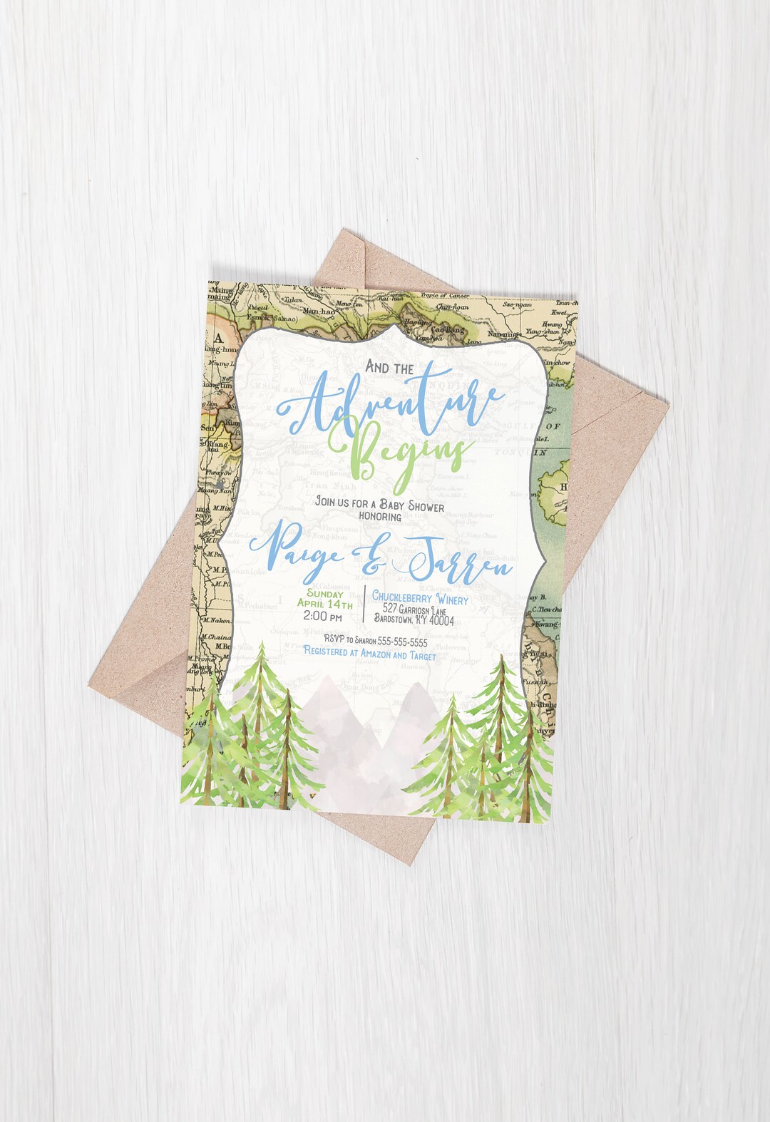 ADVENTURE Baby Shower Invitations Book Card Diaper Raffle - Etsy