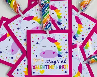 Rainbow Unicorn Valentines Printable DIY Instant Download - Etsy
