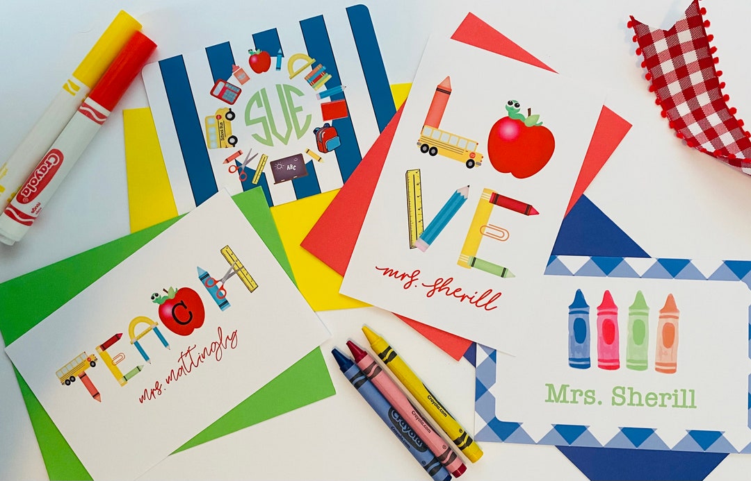Personalized Teacher Cards | Note Cards | Envelopes - Etsy