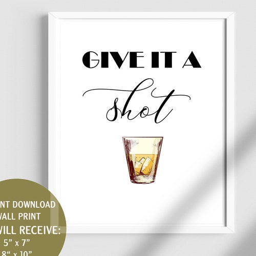 Give It a Shot Wall Art Funny Bar Sign Poster Home Decor | Etsy