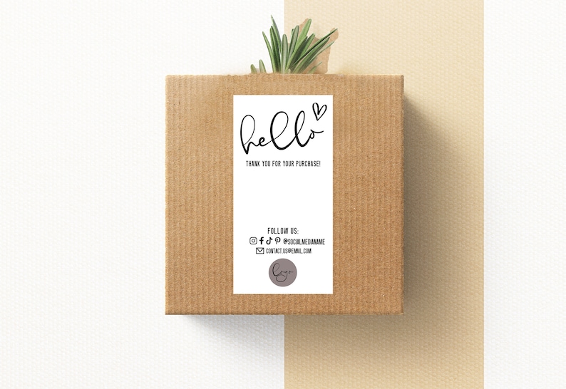Custom Branded Package Box Label, Thank You for Your Purchase Logo ...