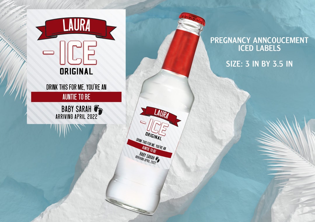 Pregnancy Announcement Custom ICED Labels, Pregnancy Reveal Bottle ...