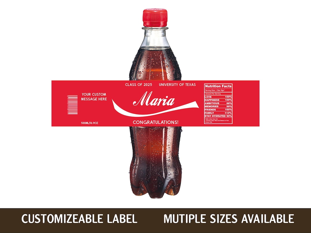 Personalised Graduation Coca-cola Label Sticker, Custom Name Coke ...