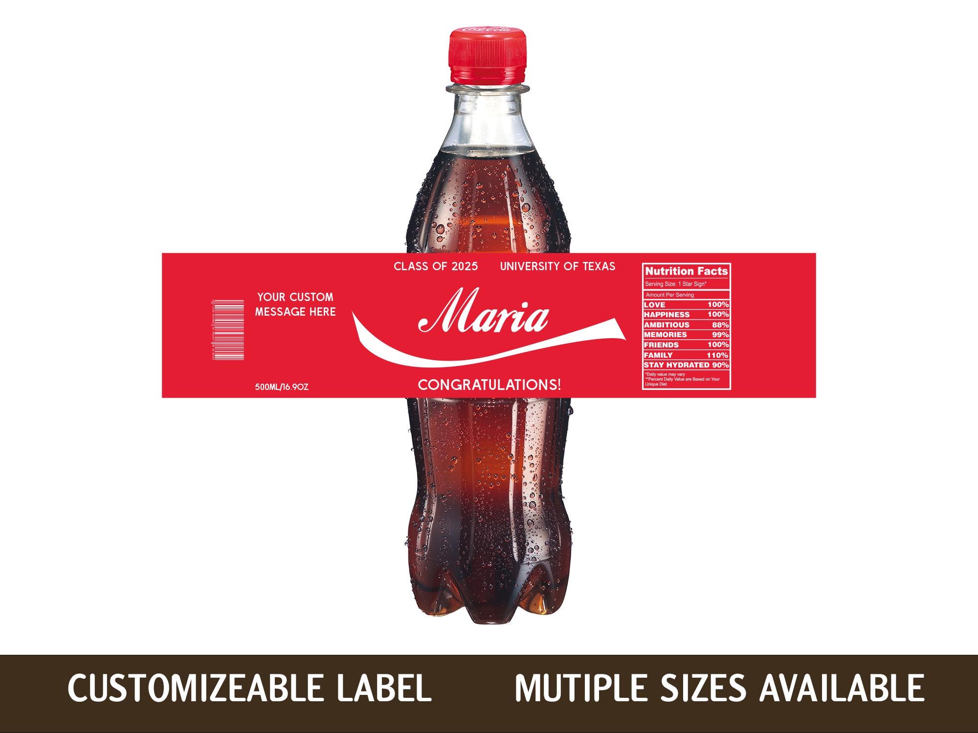Personalised Graduation Coca-cola Label Sticker, Custom Name Coke ...