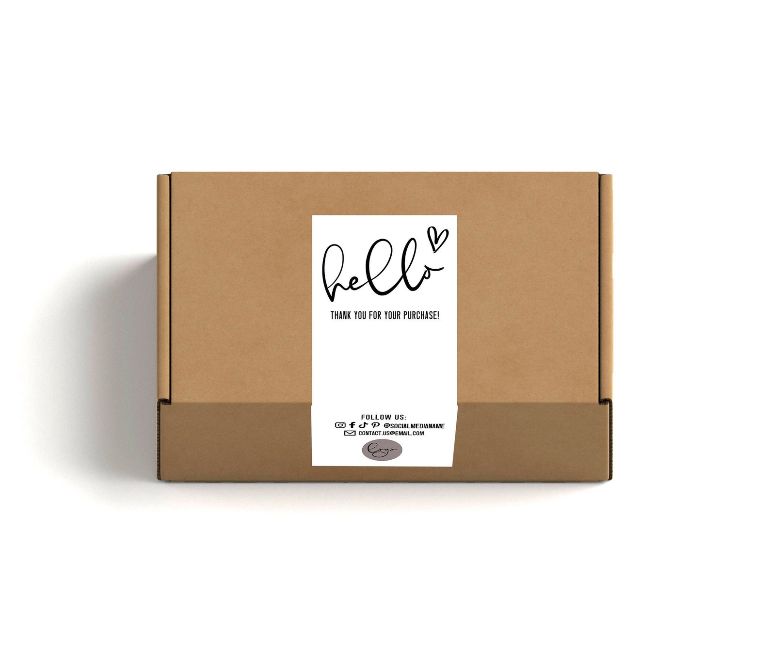 Custom Branded Package Box Label, Thank You for Your Purchase Logo ...