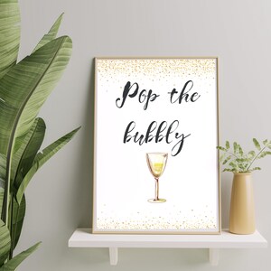 Pop the Bubbly Wall Art Print Bridesmaid Gift Idea Party Alcohol Sign ...