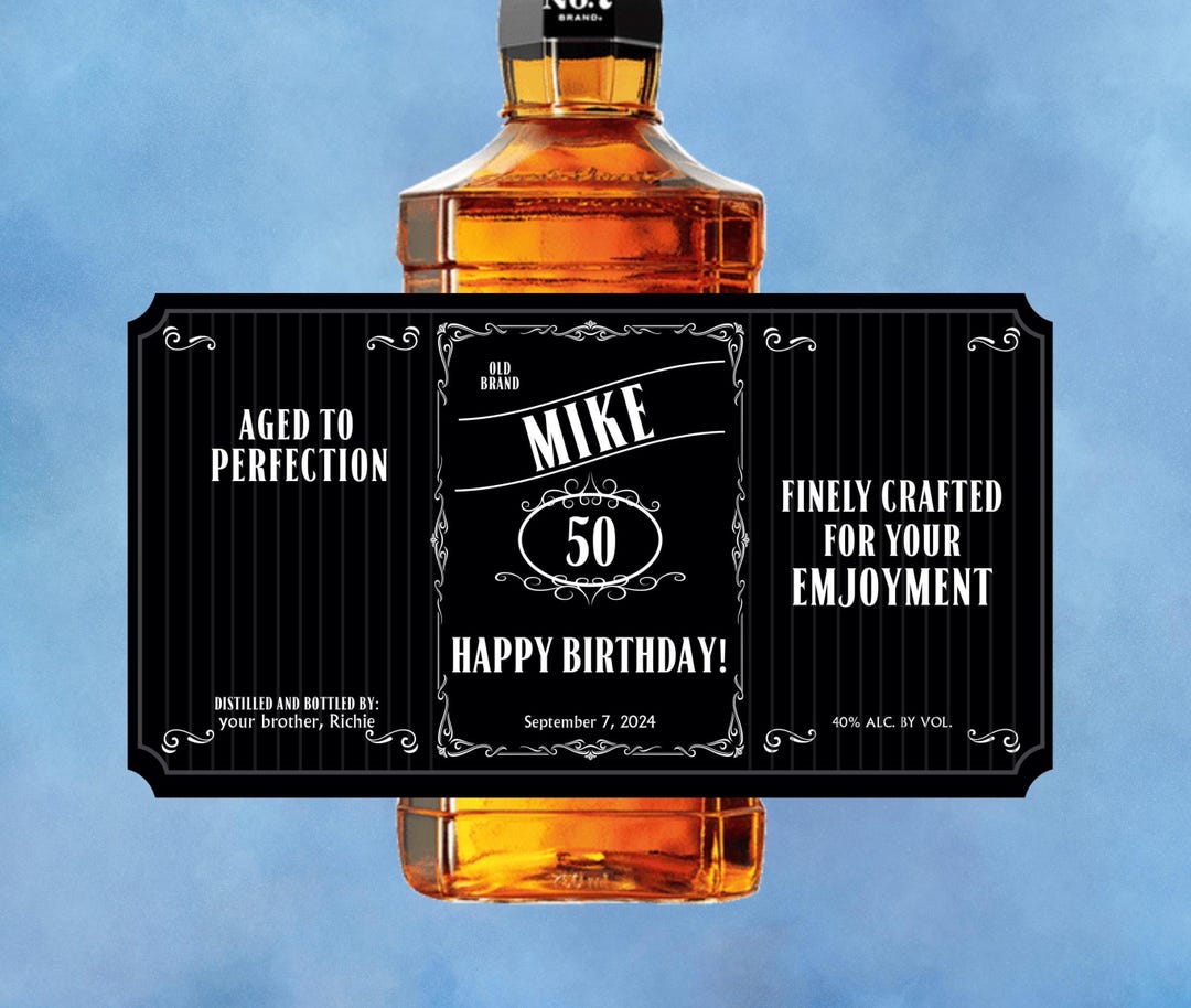 Whiskey Birthday Gift Labels - Custom Birthday Bottle Labels for 18th ...