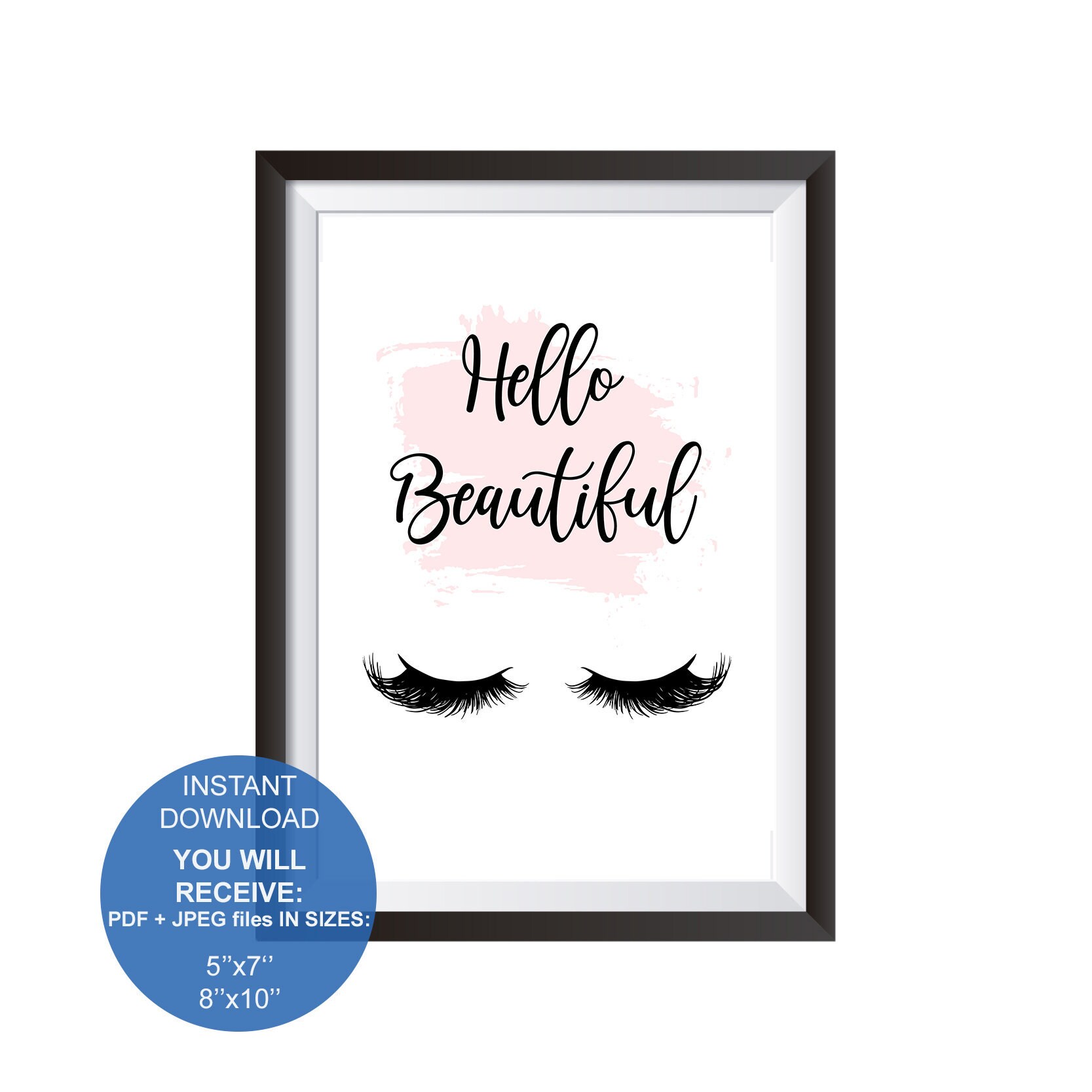 Hello Beautiful Wall Art Print Sign Eye Lashes Fashion Print - Etsy Canada