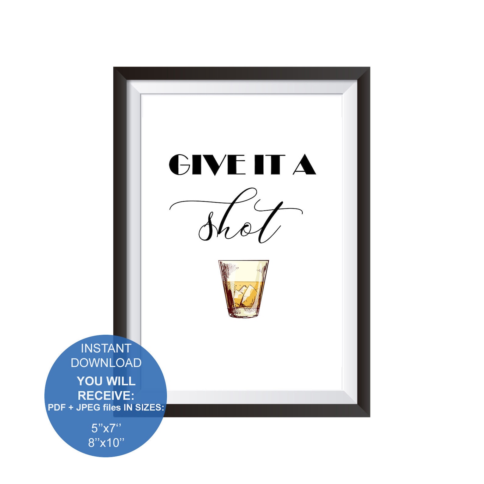 Give It a Shot Wall Art Funny Bar Sign Poster Home Decor | Etsy