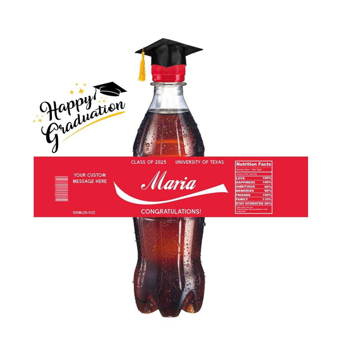 Personalised Graduation Coca-cola Label Sticker, Custom Name Coke ...