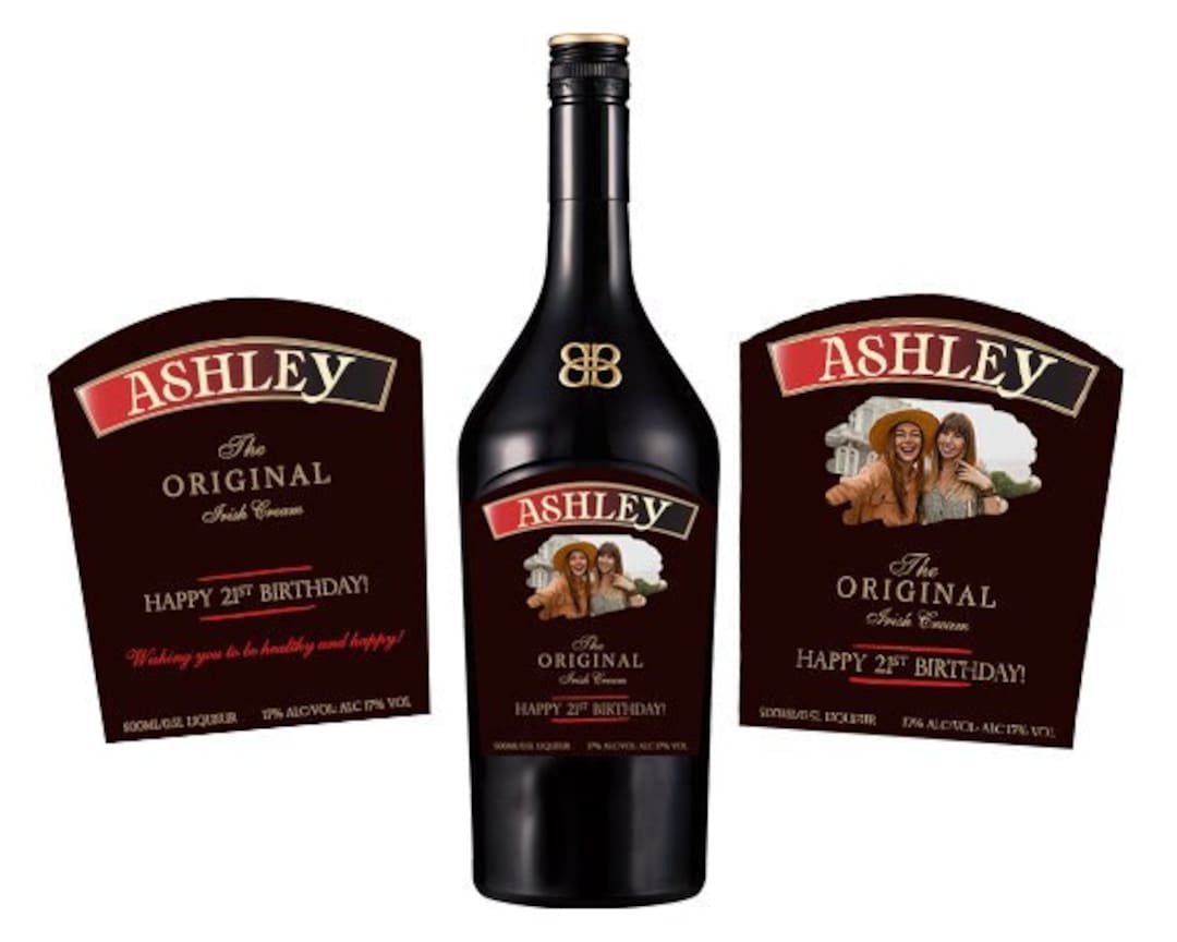 Baileys Personalized Birthday Bottle Label, Custom Photo Birthday Gift ...