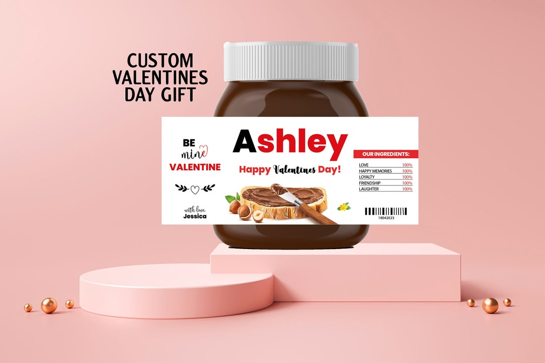 Custom Nutella Valentines Chocolate Labels Custom Personalized Name ...