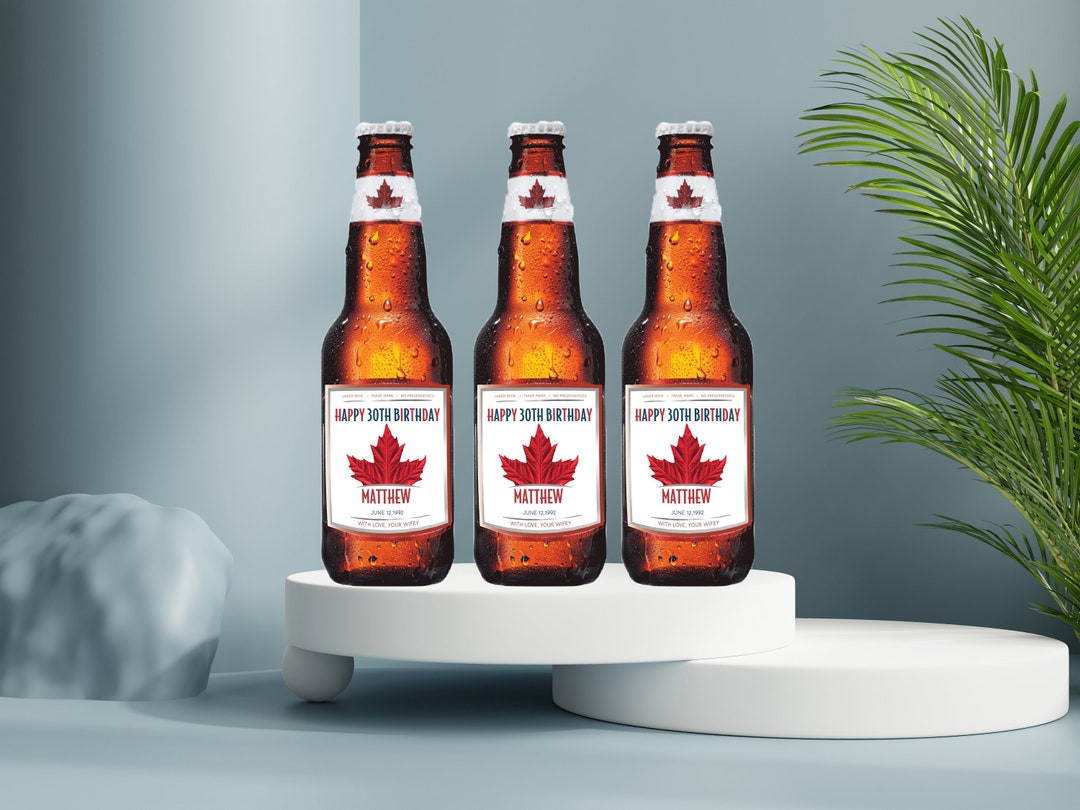Custom Birthday Beer Label, Canadian Molson Beer, ANY AGE Personalized ...