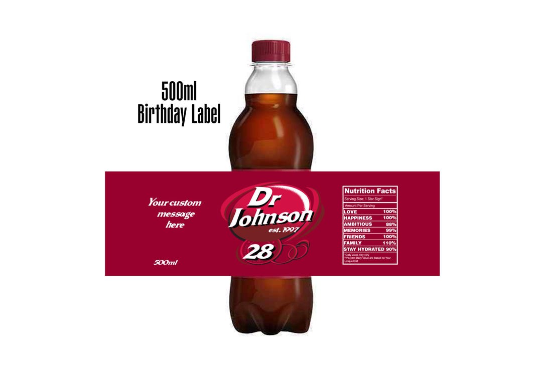 Printed Custom Name Dr Pepper Birthday Label Sticker, Custom Name Dr ...