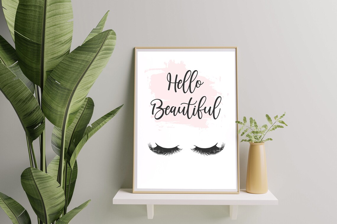 Hello Beautiful Wall Art Print Sign Eye Lashes Fashion Print - Etsy Canada