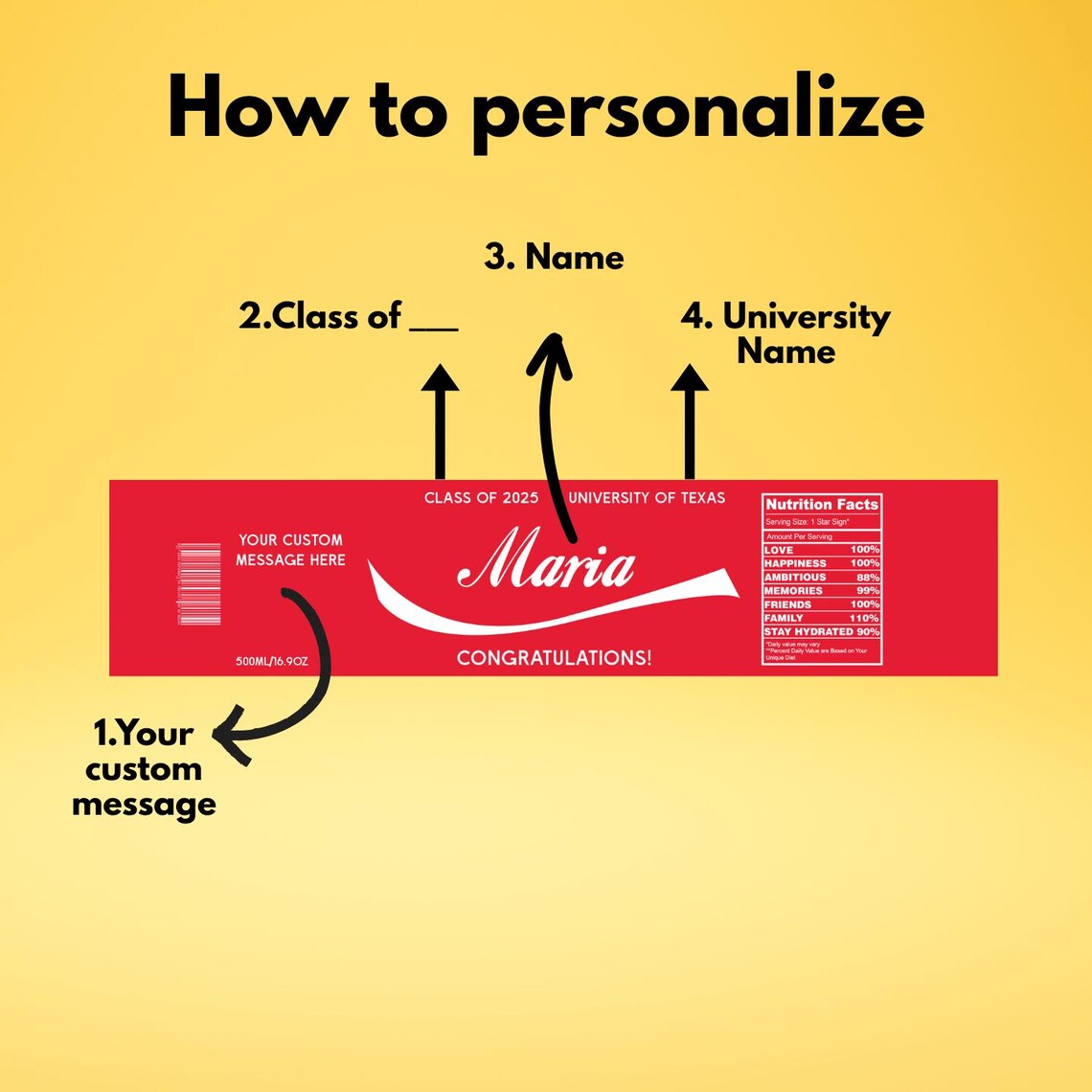 Personalised Graduation Coca-cola Label Sticker, Custom Name Coke ...