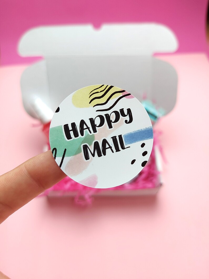 Custom Branded Packaging Stickers Happy Mail Sticker - Etsy