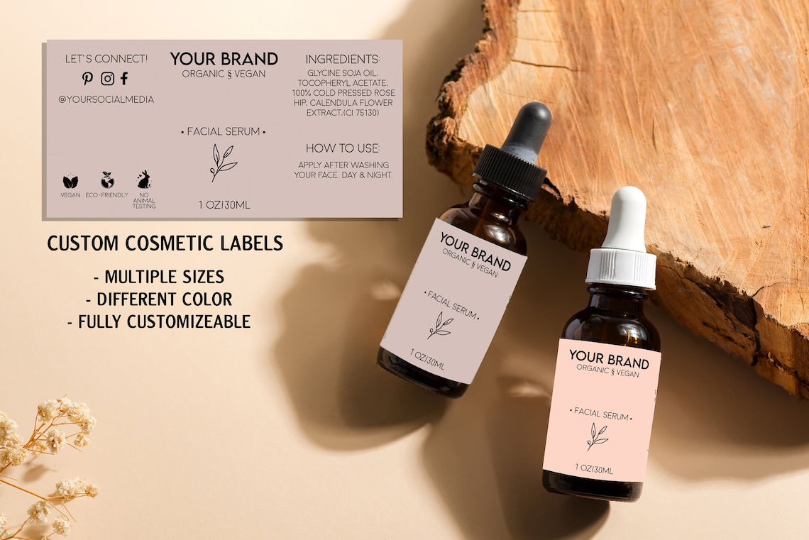 Custom Cosmetic Labels Branded Label Design Cosmetic Wrap | Etsy