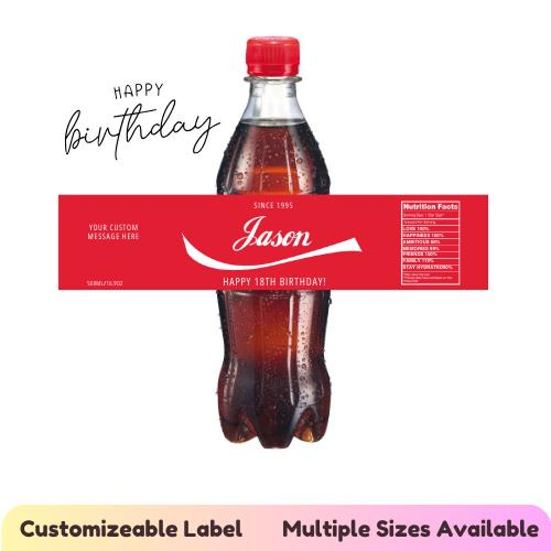 Personalised Birthday Coca-cola Label Sticker, Custom Name Coke Bottle ...