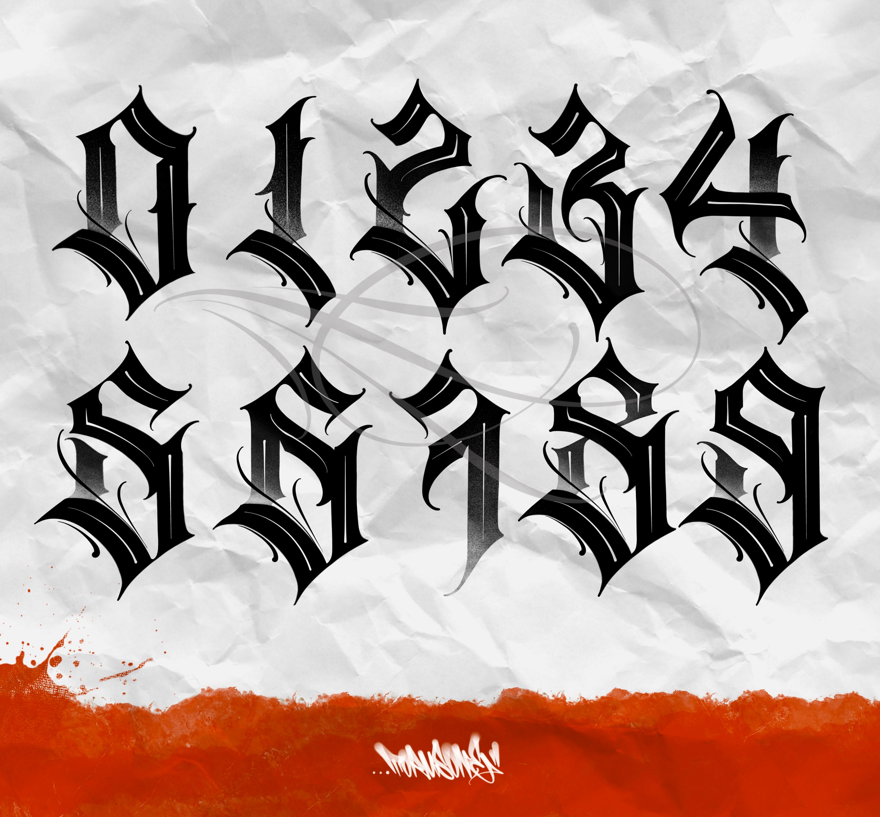 Tattoo Numbers for Procreate. Vol 2 - Etsy