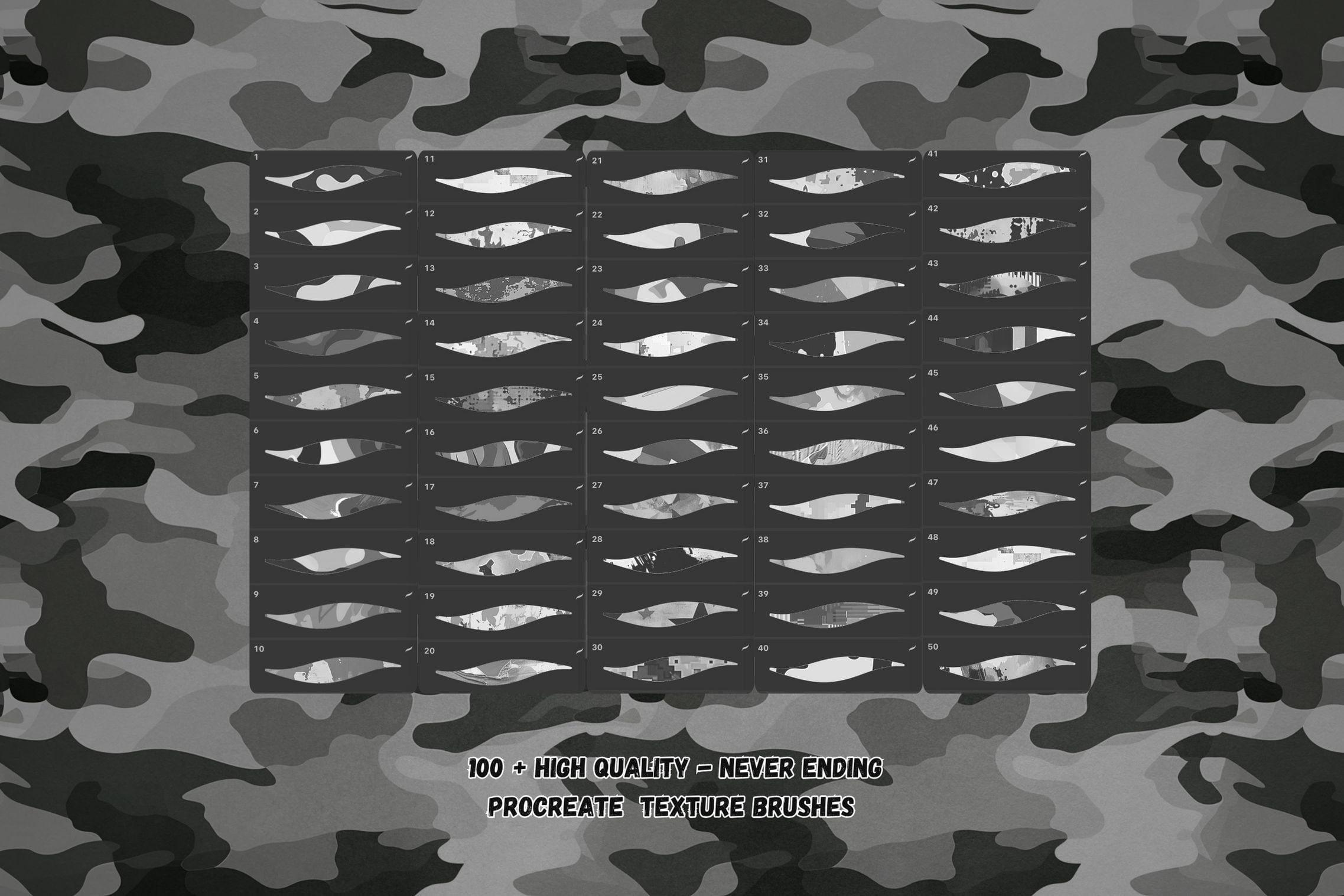 100 + Camouflage Textures for Procreate - Endless Seamless Military and ...