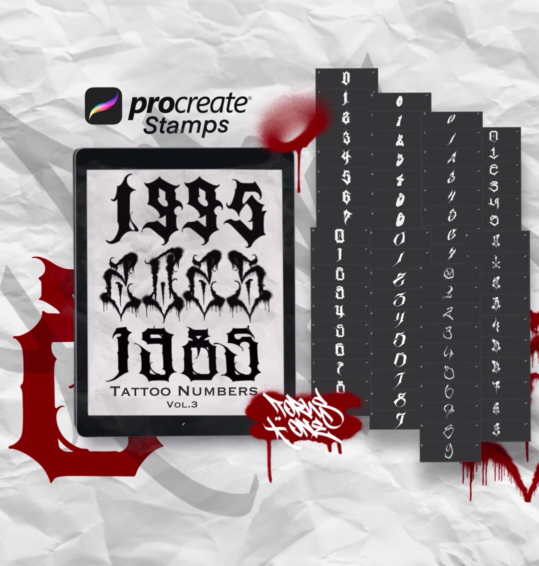 Tattoo Numbers Vol.3 – for Procreate - Etsy